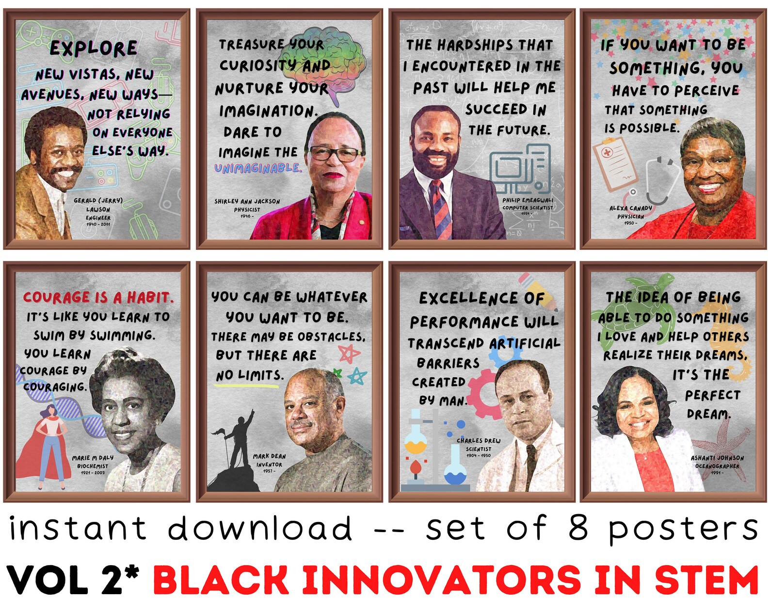 VOL 2 Black Innovators in STEM set of 8 Printable Science - Etsy