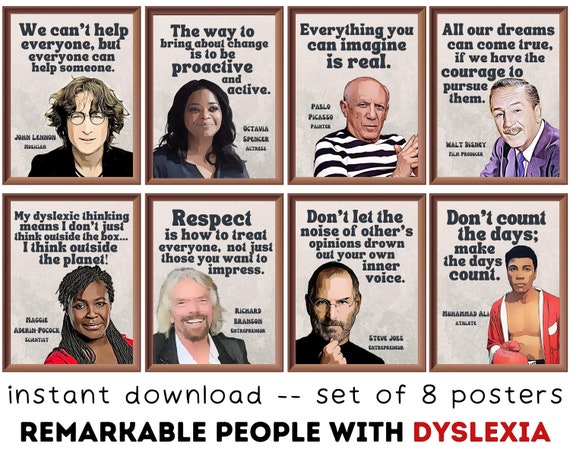 Remarkable People With Dyslexia set of 8 Printable Posters - Etsy