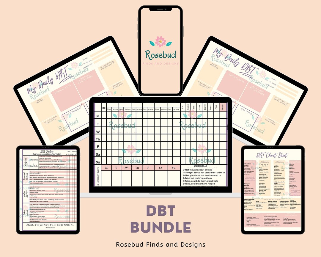 DBT Bundle | Skills Cheat Sheet | Skills Tracker | DBT Diary Card ...