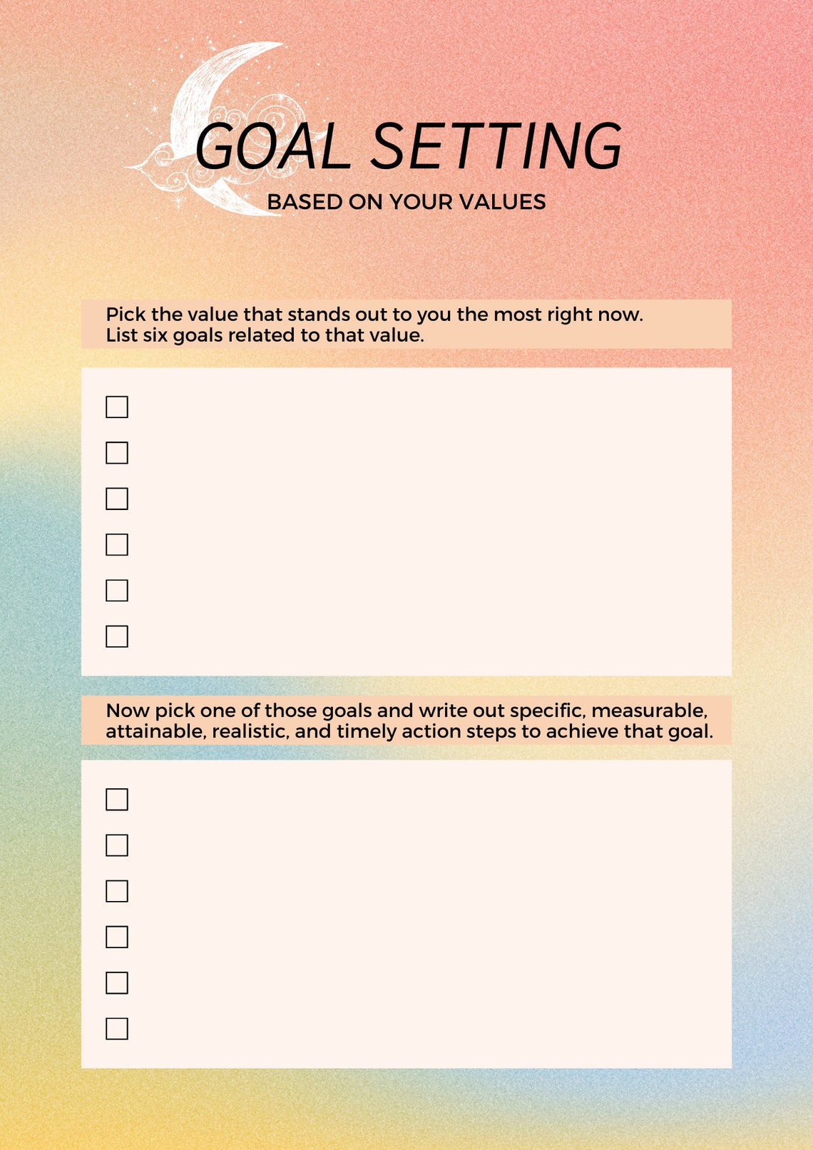 Cosmic Goal Setting Helper Therapy Journal Therapy Goals Digital ...