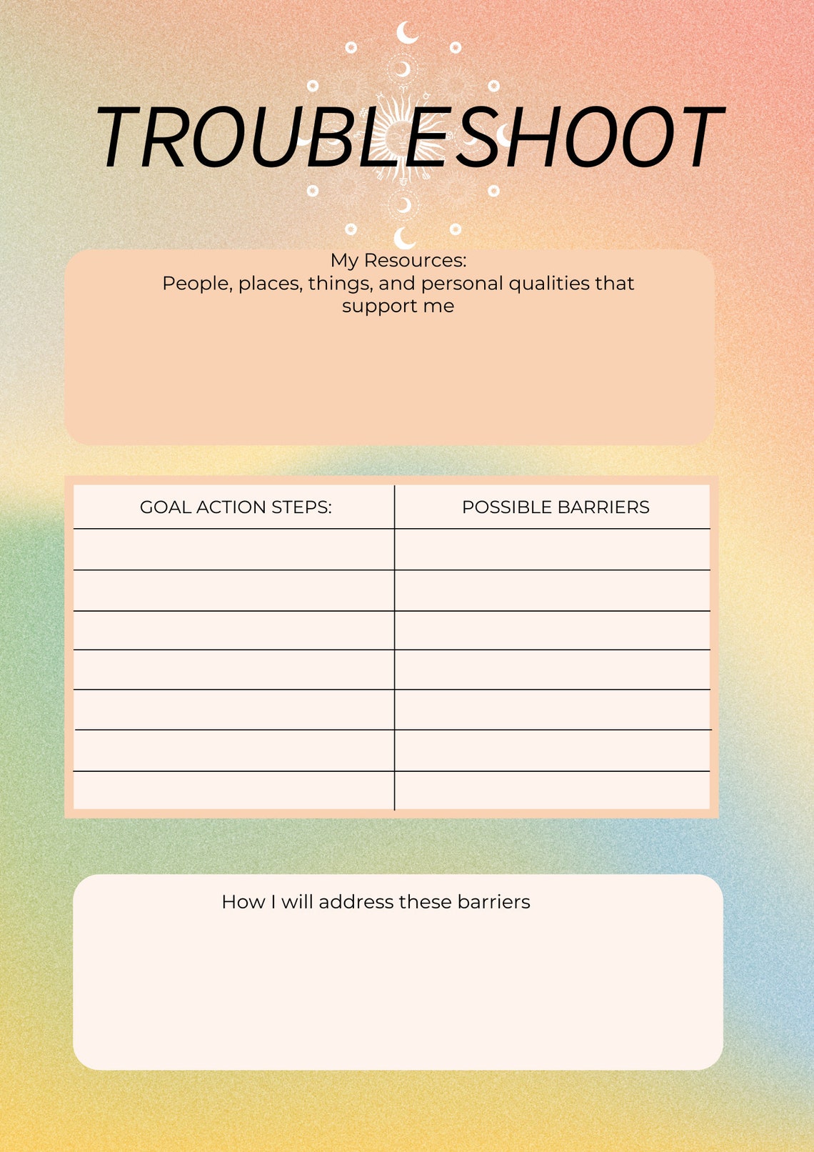 Cosmic Goal Setting Helper Therapy Journal Therapy Goals Digital ...