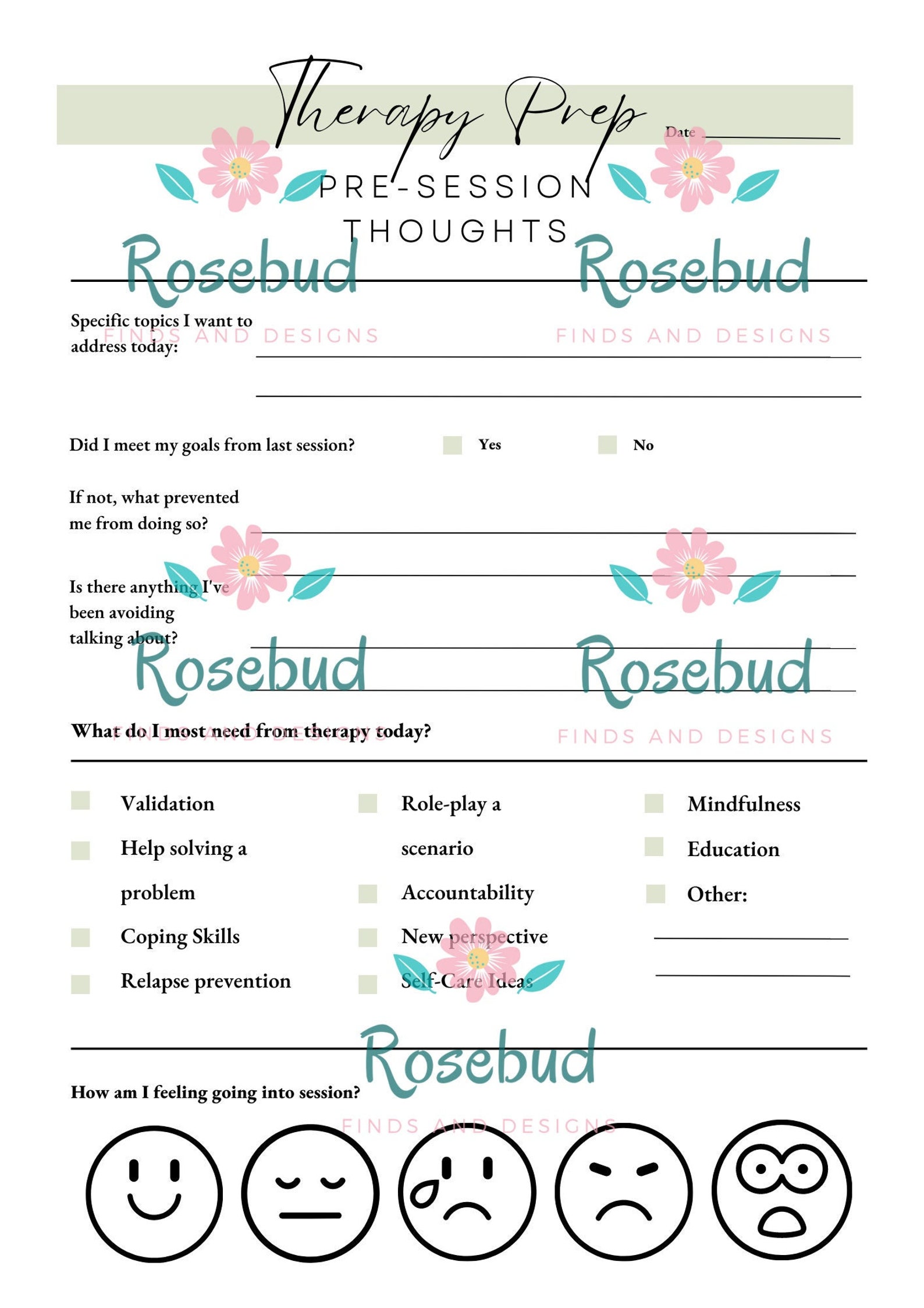 Pre-therapy Handout | Therapy Prep | Digital Download | Therapy ...