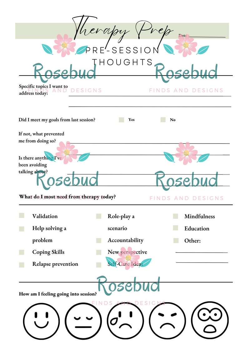 Pre-therapy Handout | Therapy Prep | Digital Download | Therapy ...
