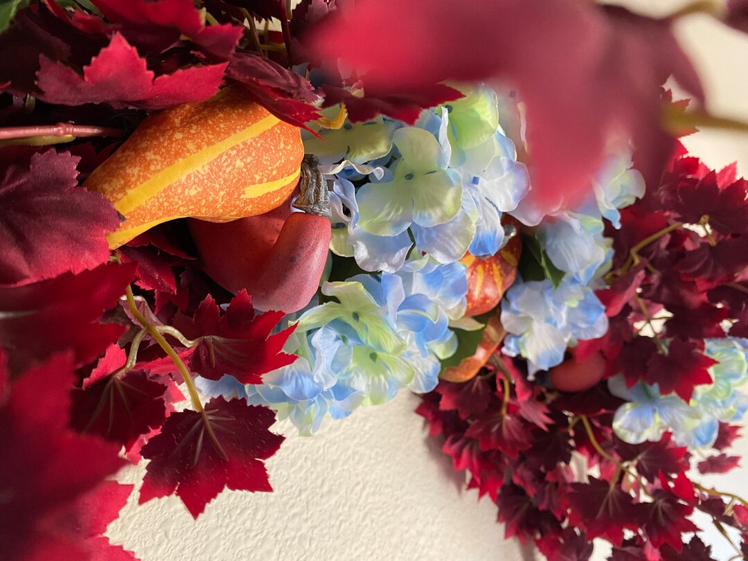 Mini Maple Leaf Pumpkin Swag- Faux Floral Arrangement With Autumn ...