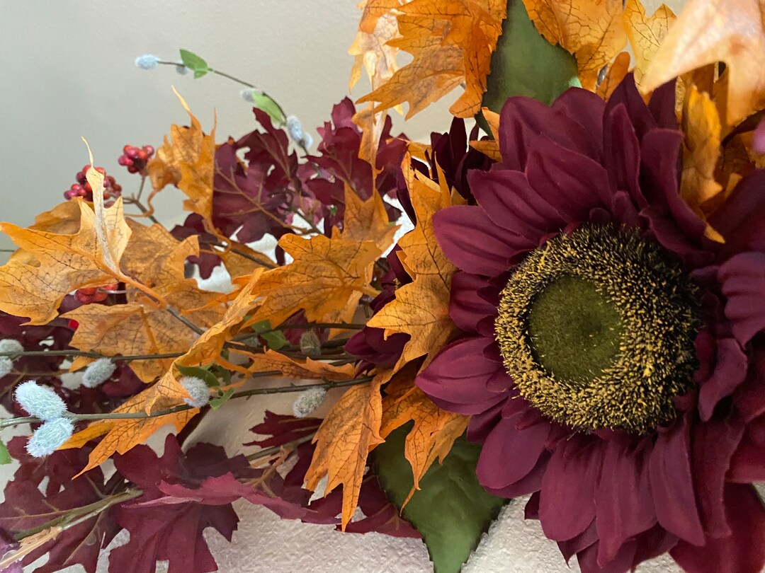 Autumn on the Farm Swag Sunflowers and Fall Leaves Floral Swag ...