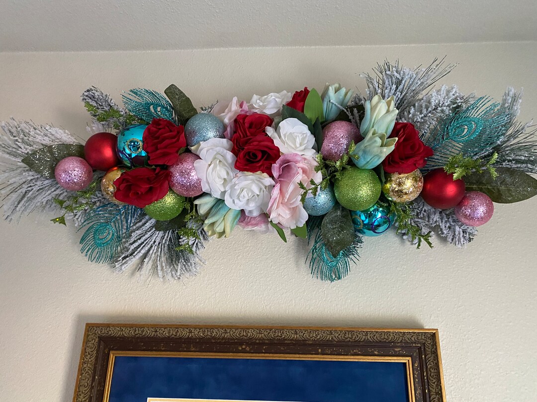 Magic Rainbow Winter Swag- Faux Flower Arrangement- Christmas Ornament ...