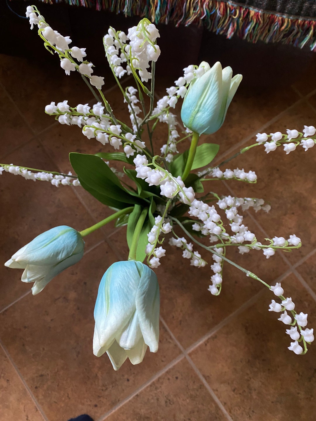 Falling Snow Bouquet- Snowdrop & Tulip Faux Flower Arrangement in a ...
