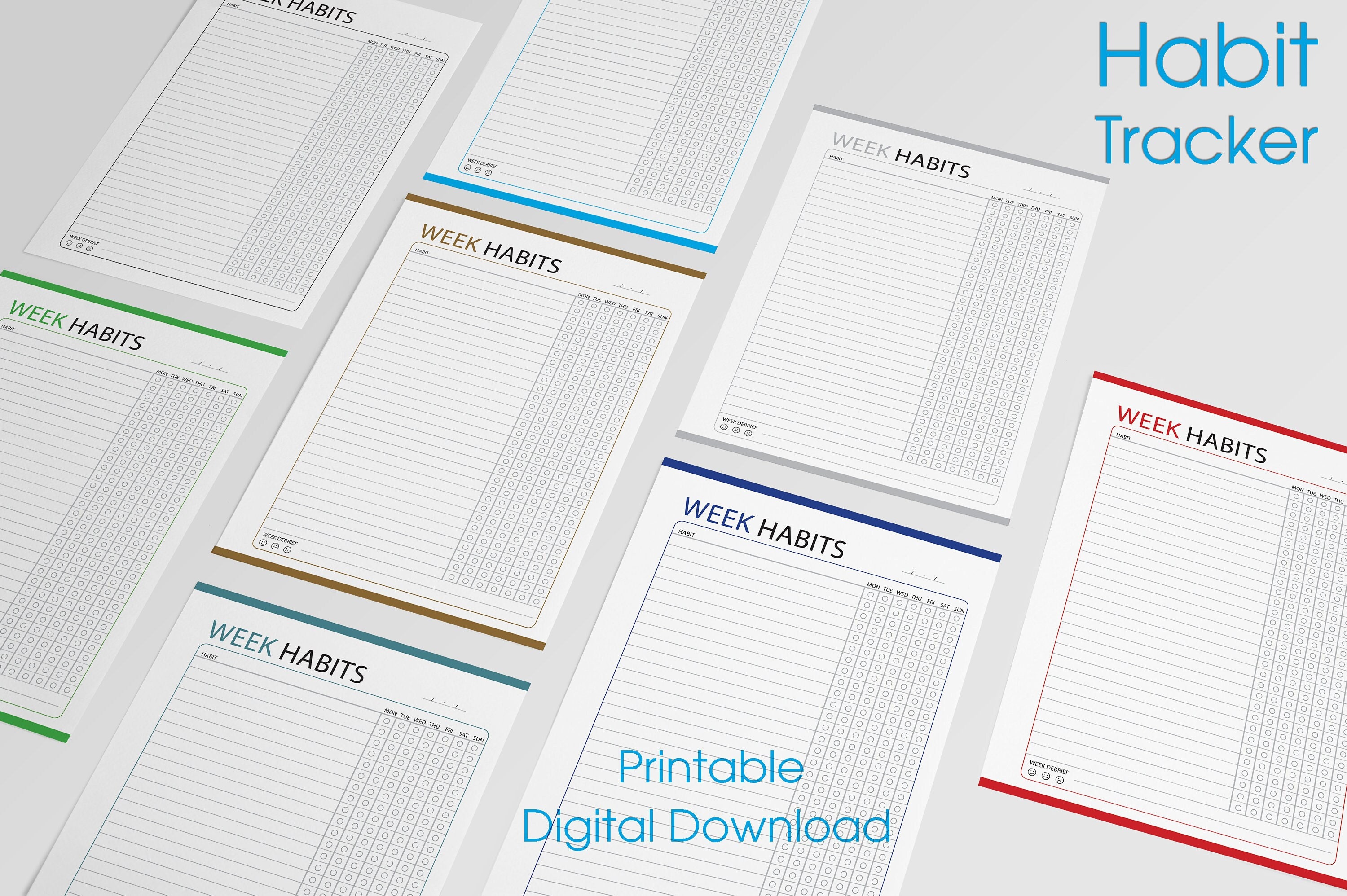 Weekly Habit Tracker Printable: 7-day Routine Template (instant ...