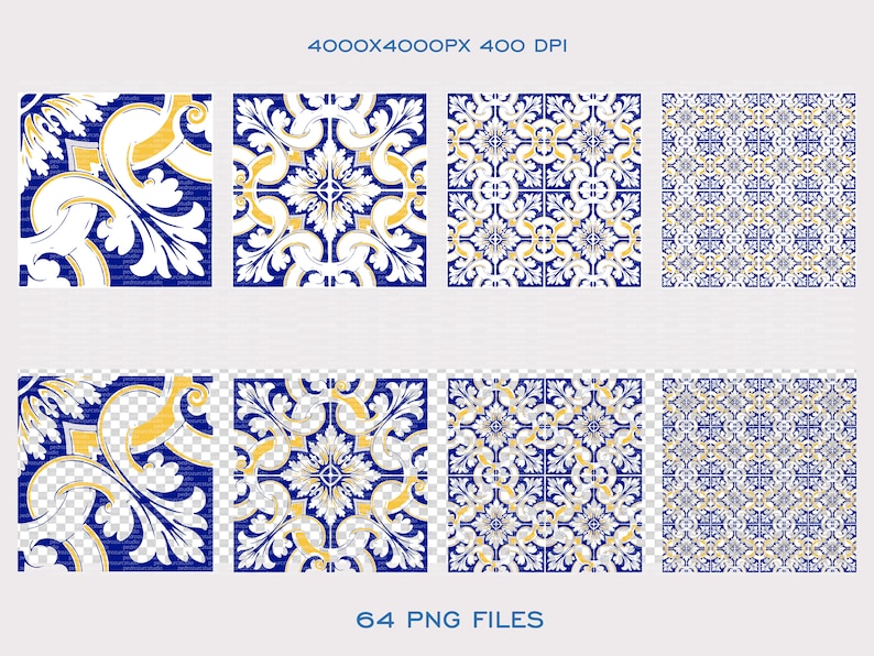 Portuguese Azulejos Digital Papers Classic - 64 Scrapbooking, Card ...