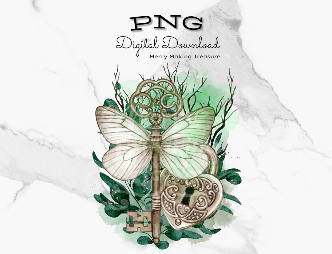 Lock and Key Plant Magically Fantasy PNG Digital Download, Clipart ...