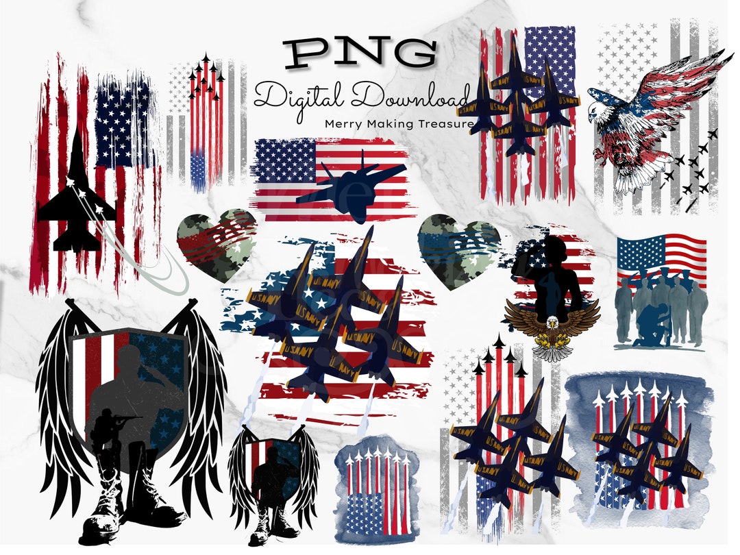 Military PNG Clipart Bundle: USA Patriotic Designs (digital Download ...