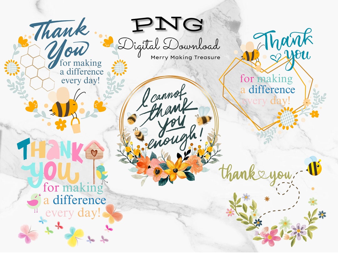 Teacher Appreciation PNG Clipart Bundle: Bee & Flower Wreath Designs ...