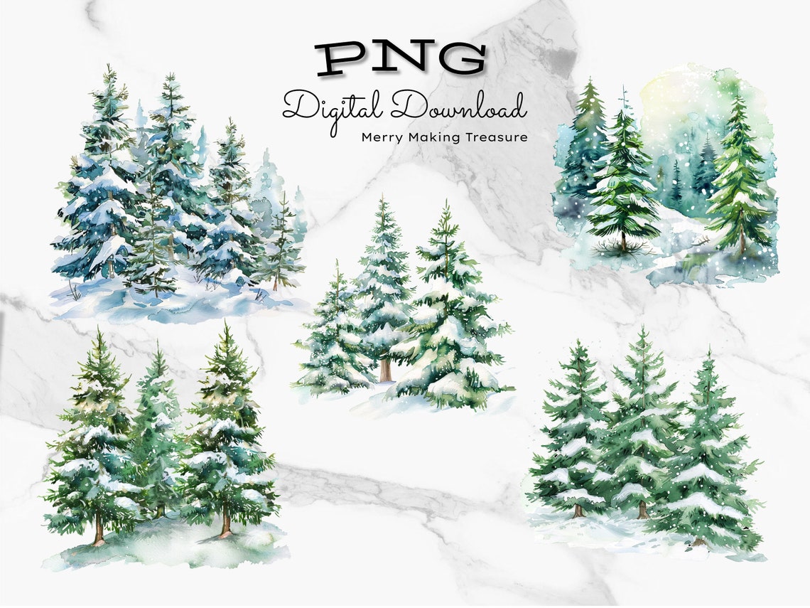 Watercolor Winter Forest Clipart: PNG Bundle (digital Download) - Etsy ...