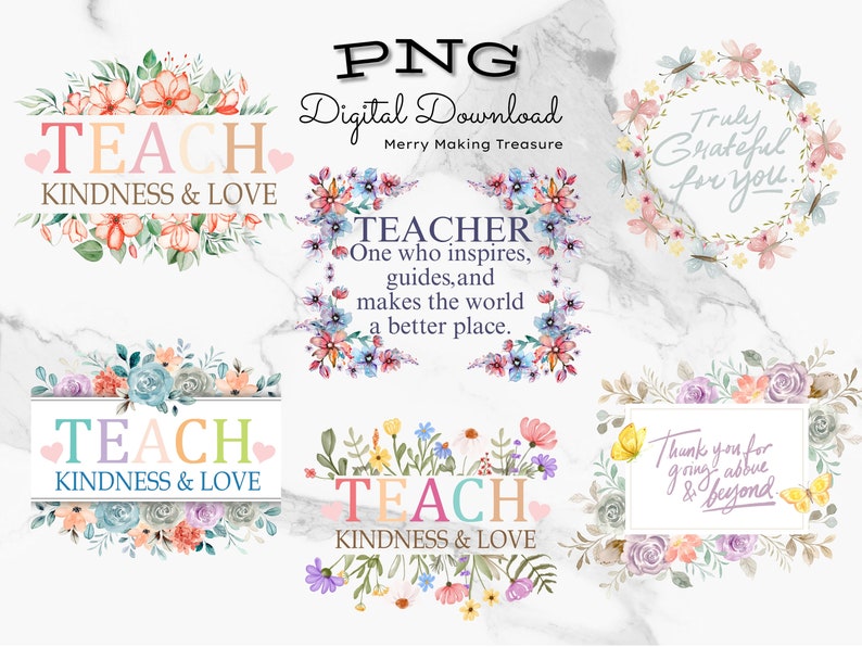 Teacher Appreciation Flower PNG Clipart Bundle (digital Download) - Etsy