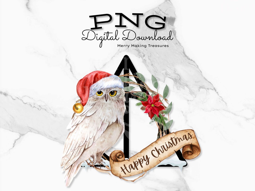 Christmas Owl Clipart, Santa Hat Wreath, Holiday PNG (digital Download ...