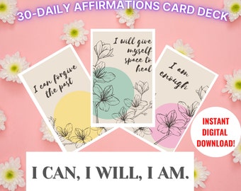30 Digital Positive Affirmation Cards Printable Daily Positive ...