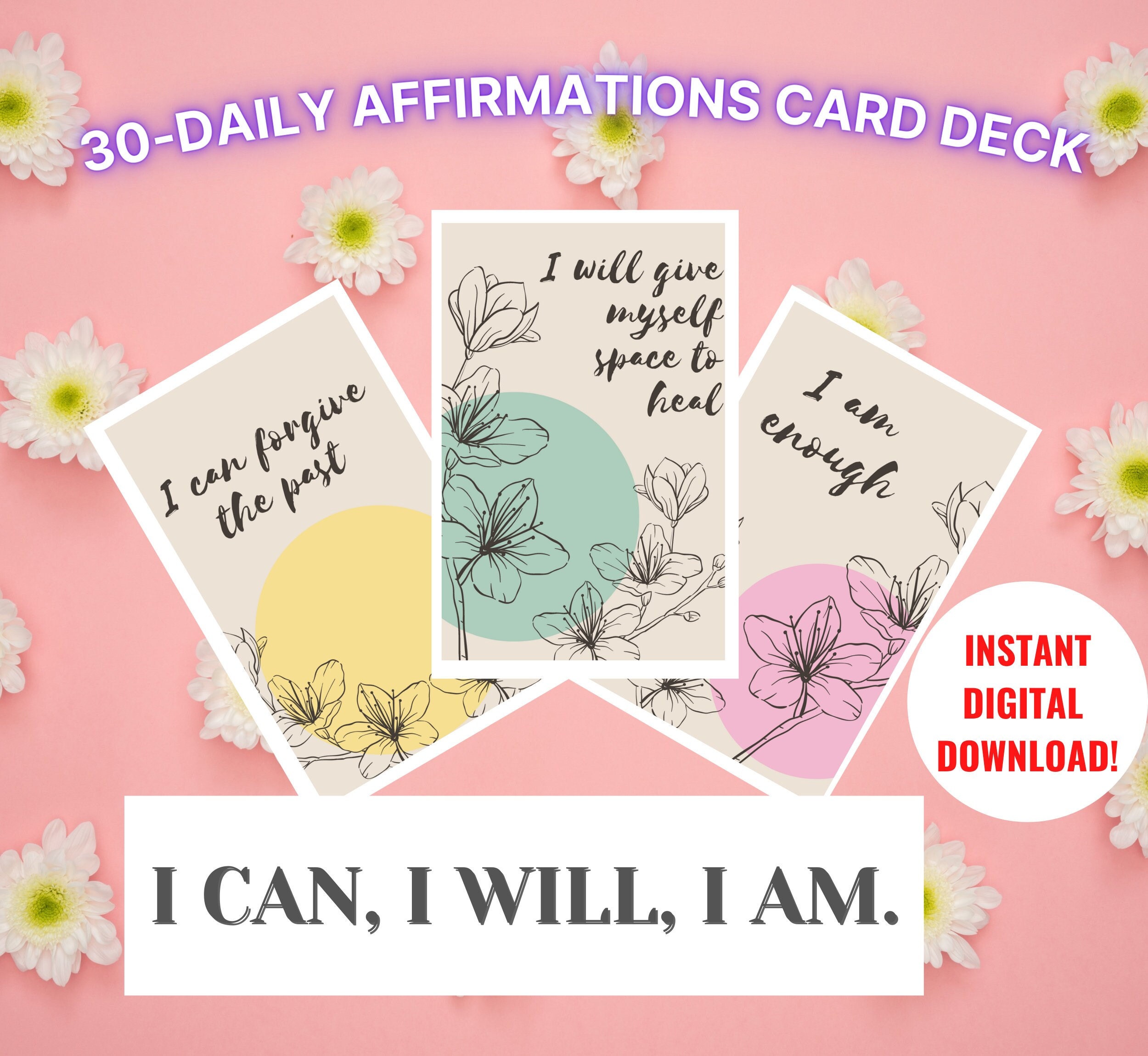 Printable Daily Affirmation Cards- 30 PACK- INSTANT DOWNLOAD - Etsy