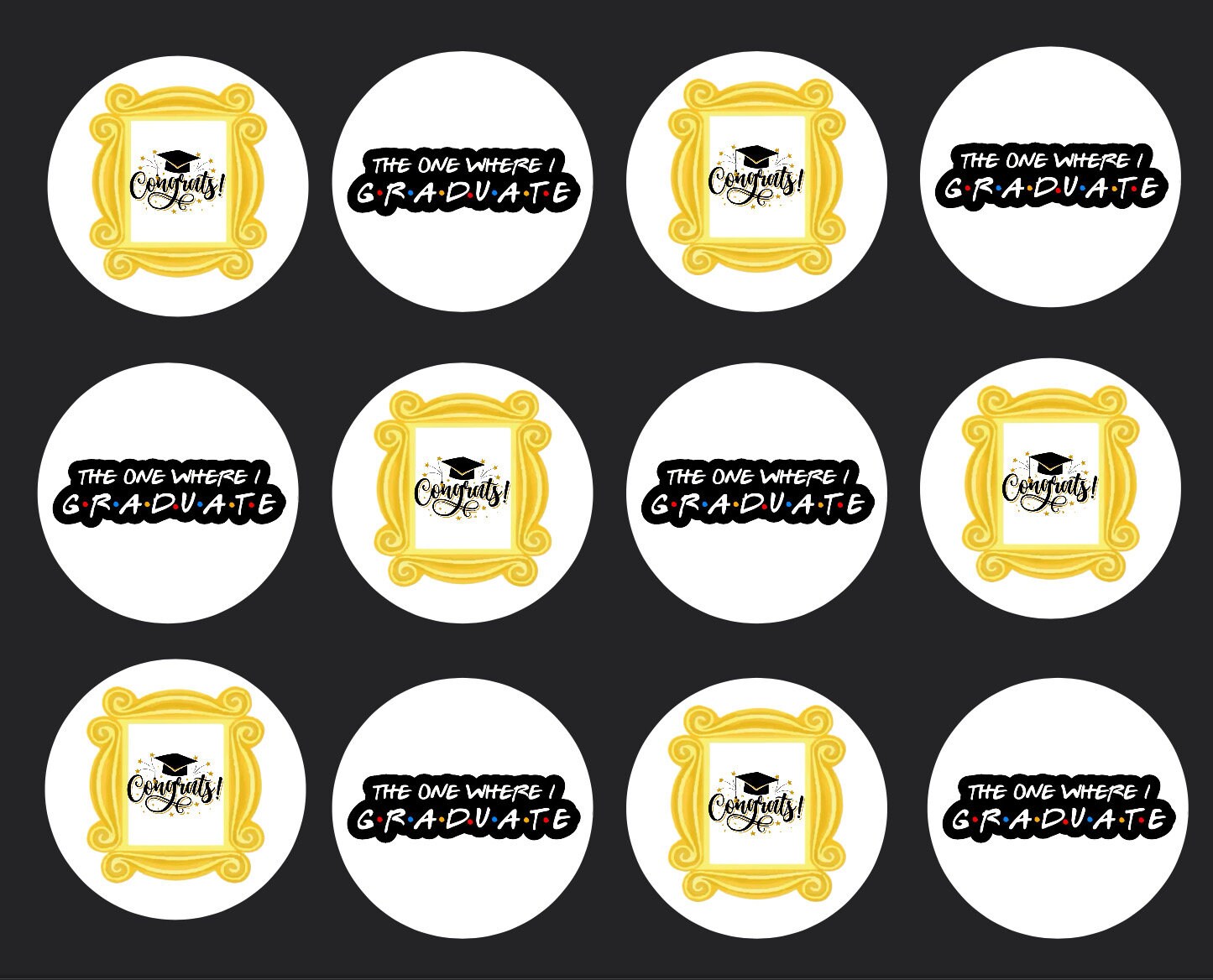 Friends Themed Graduation Edible Images, Graduation Cupcake Toppers - Etsy