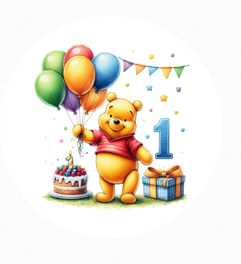 Pooh 1st Birthday Smash Cake Edible Image, Pooh First Birthday Cake ...