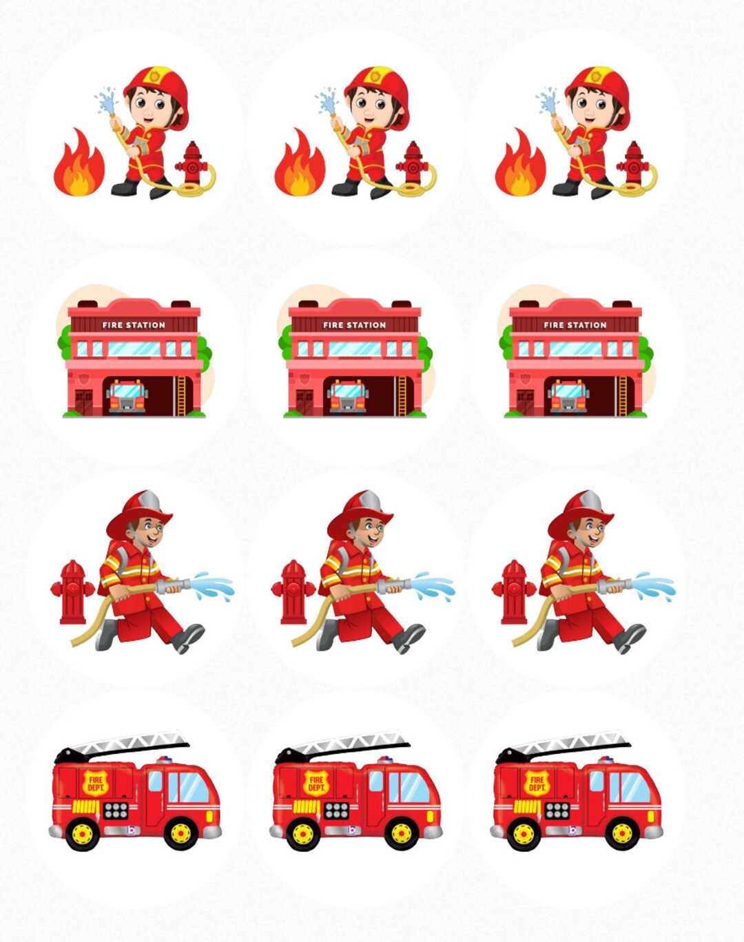 Fireman Fire Truck Edible Images, Fireman Edible Toppers - Etsy