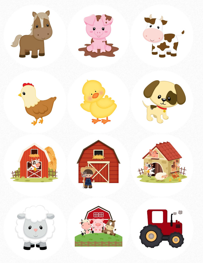 Farm Animals Edible Images, Farm Edible Toppers - Etsy