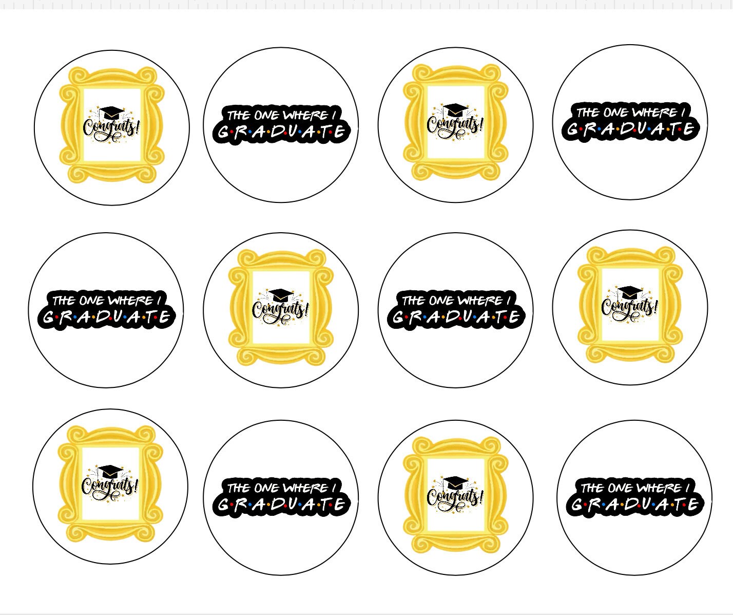 Friends Themed Graduation Edible Images, Graduation Cupcake Toppers - Etsy