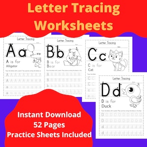 Alphabet Letter Tracing Worksheet - Etsy