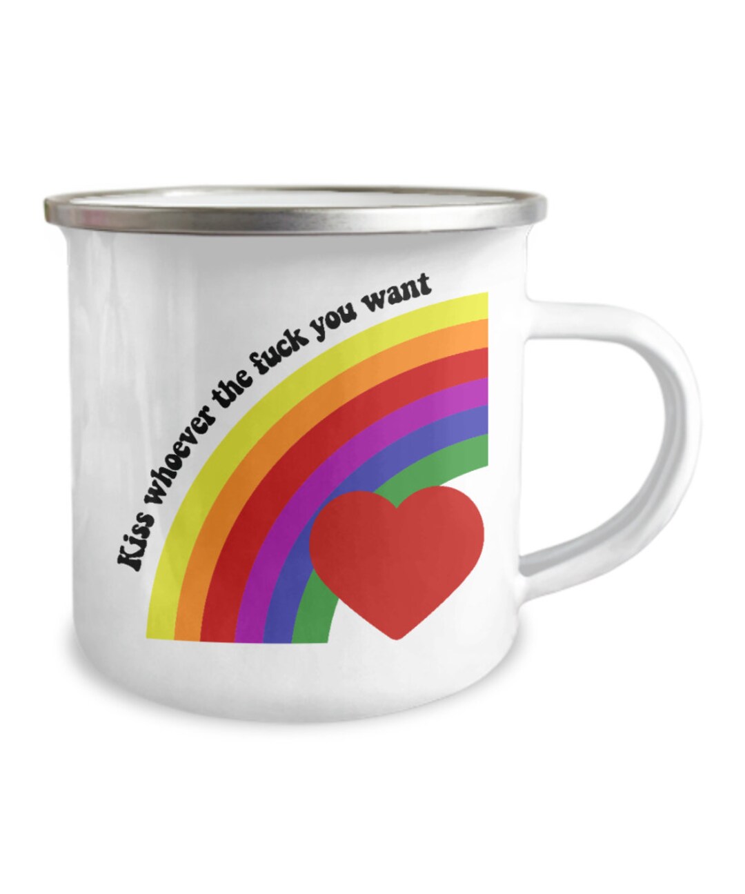 LGBTQ Mug Pride Flag Camper Mug Rainbow Cup LGBTQ Gift Support Kiss ...