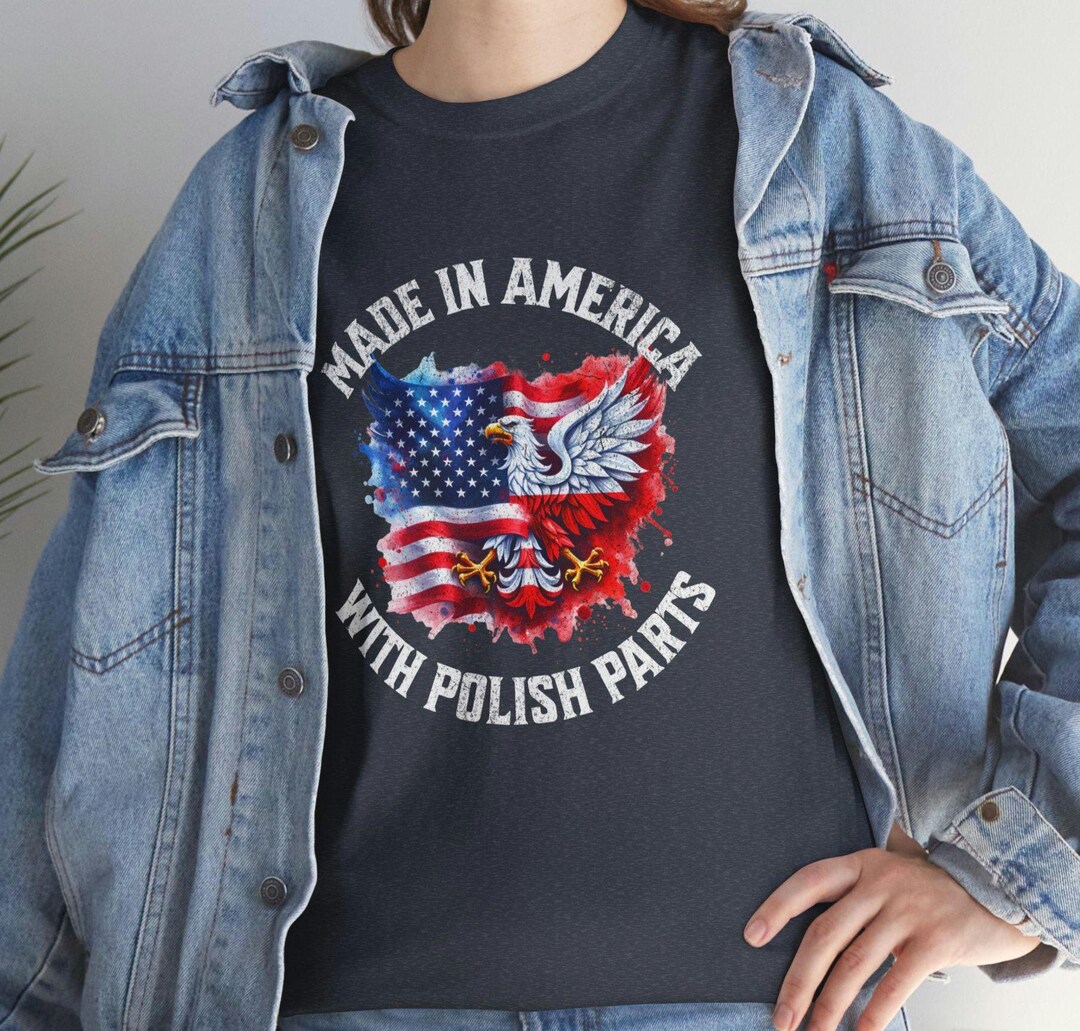 Funny 'made in America With Polish Parts' Unisex Tee, Polish American ...