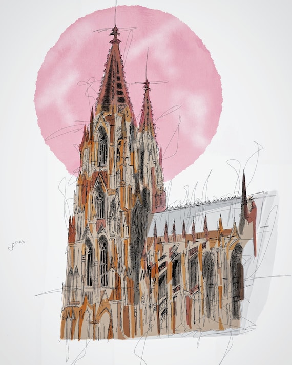 Digital Drawing Cologne Cathedral | Etsy