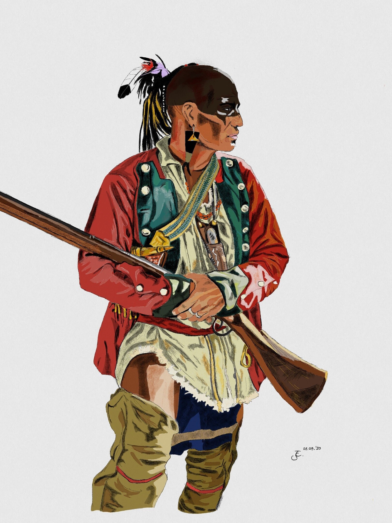 Digital Drawing Shawnee Warrior - Etsy