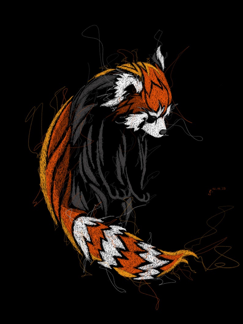 Red Panda Digital Drawing - Etsy