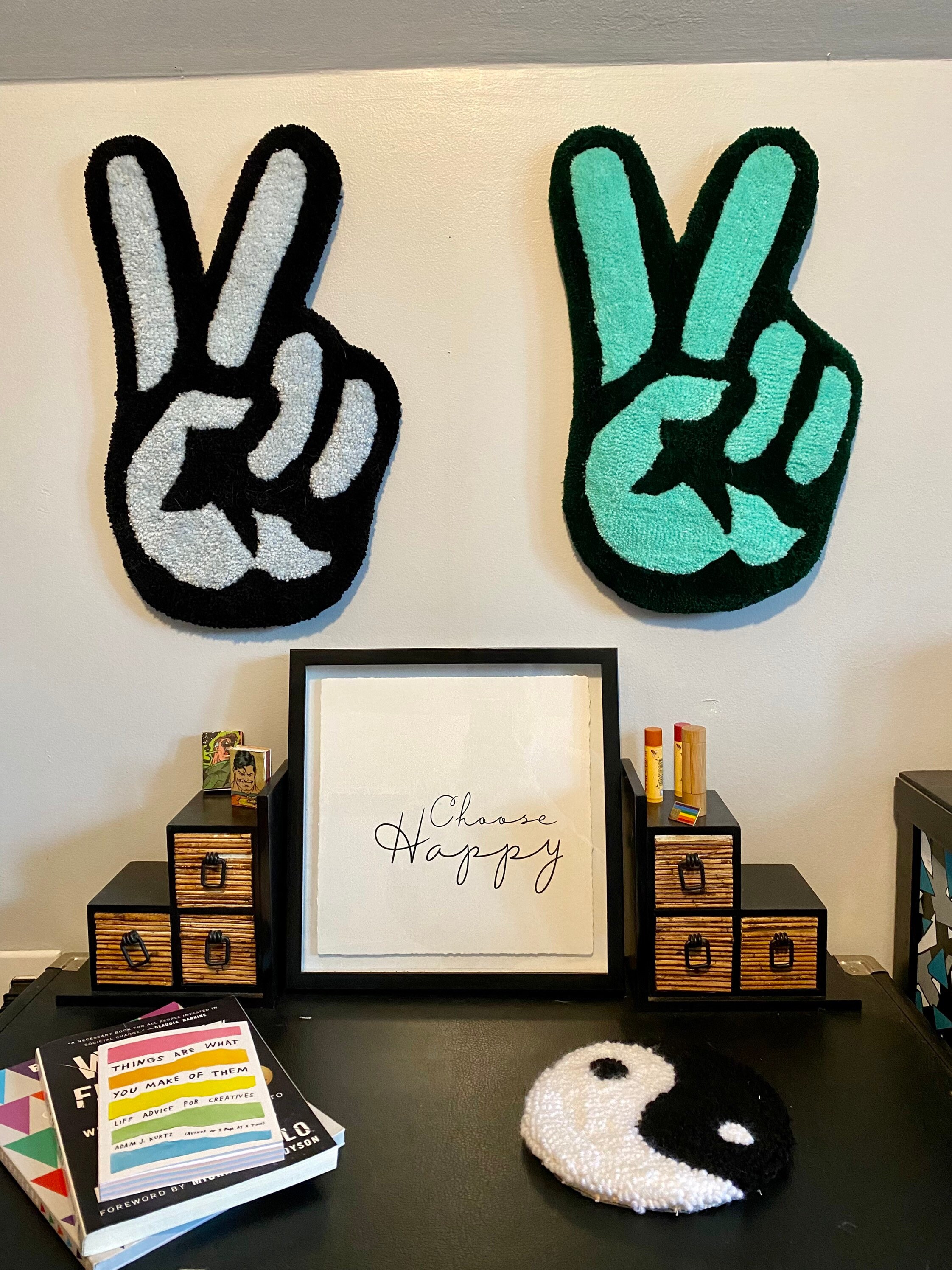 Peace Sign Tufted Rug Wall Hanging - Etsy