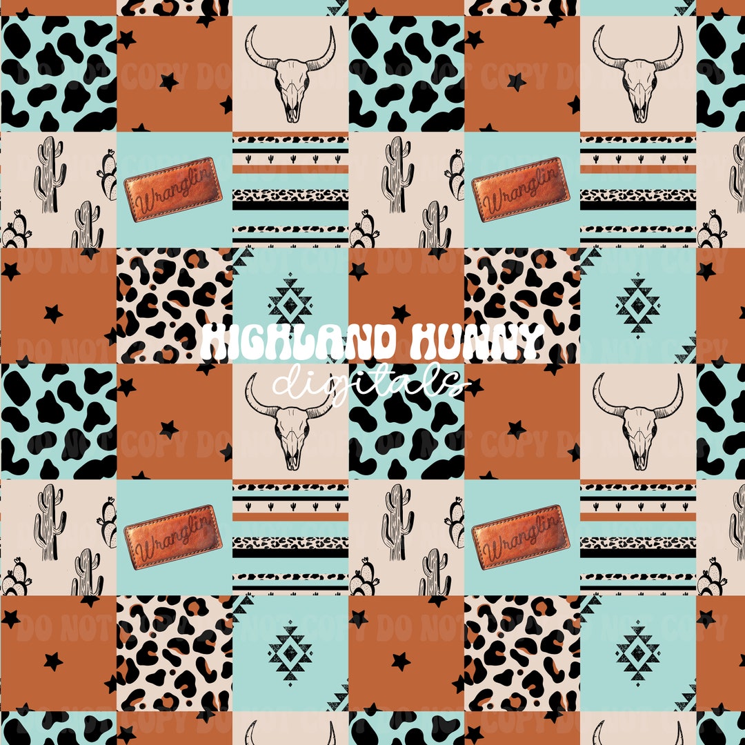Western Seamless Design | Faux Quilt Seamless | Boho Western Seamless ...