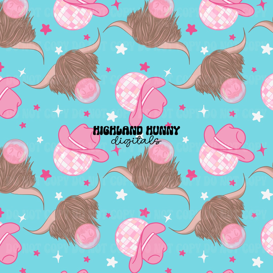 Highland Cow Gum Seamless Girl Western Seamless Highland Cow Seamless ...