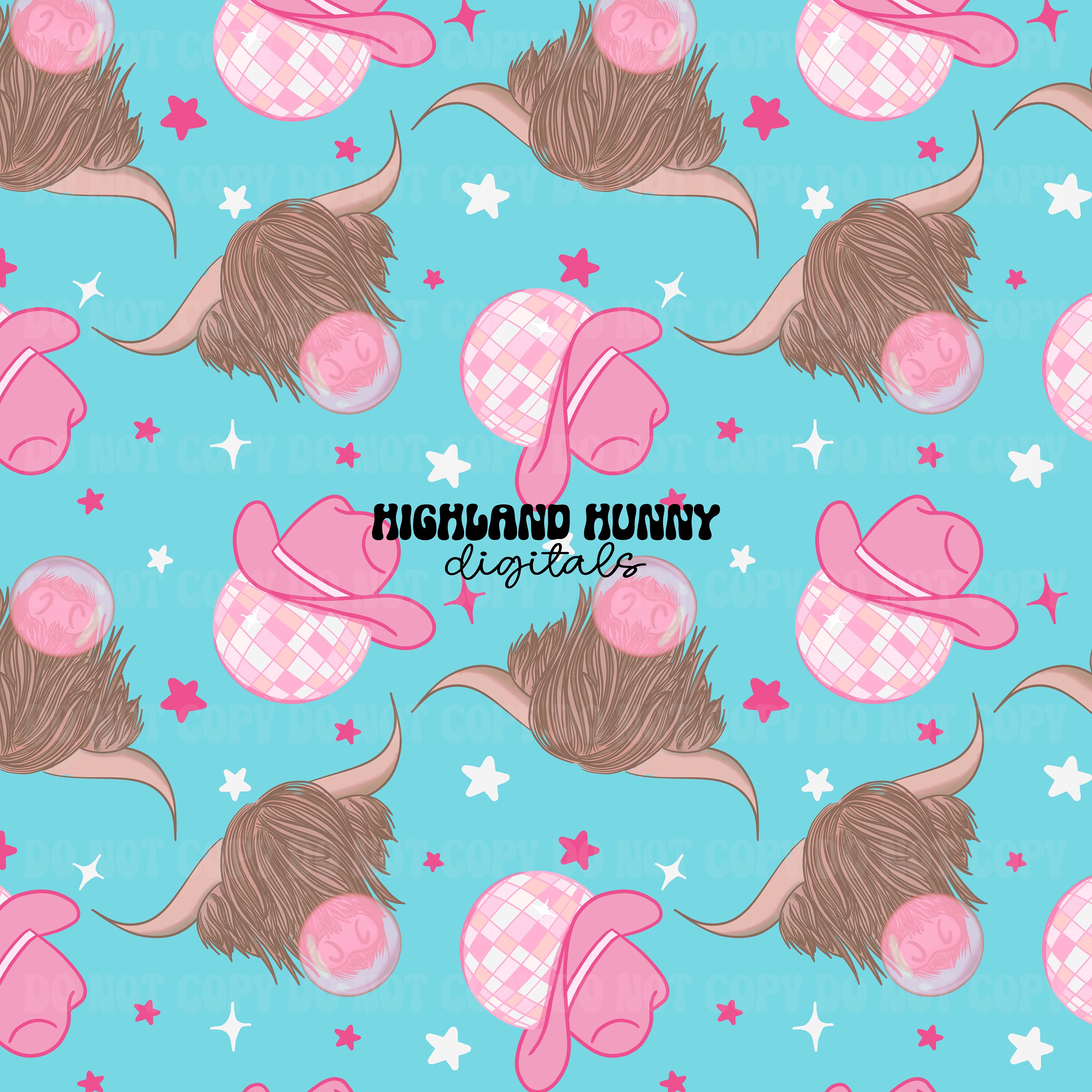 Highland Cow Gum Seamless Girl Western Seamless Highland Cow Seamless ...