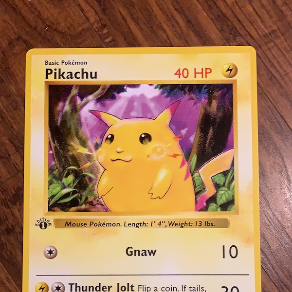 Pikachu Card First Edition - Etsy