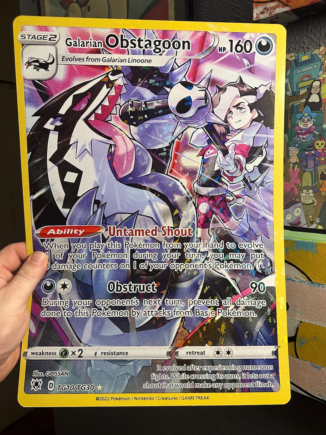 15.2" X 11" Custom Jumbo Pokemon Card Galarian Obstagoon Trainer ...