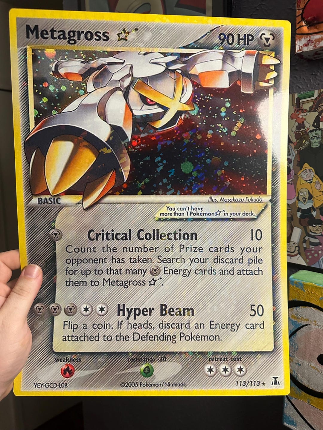 15.2" X 11" Custom Jumbo Pokemon Card Gold Star Metagross 113/113 HOLO ...