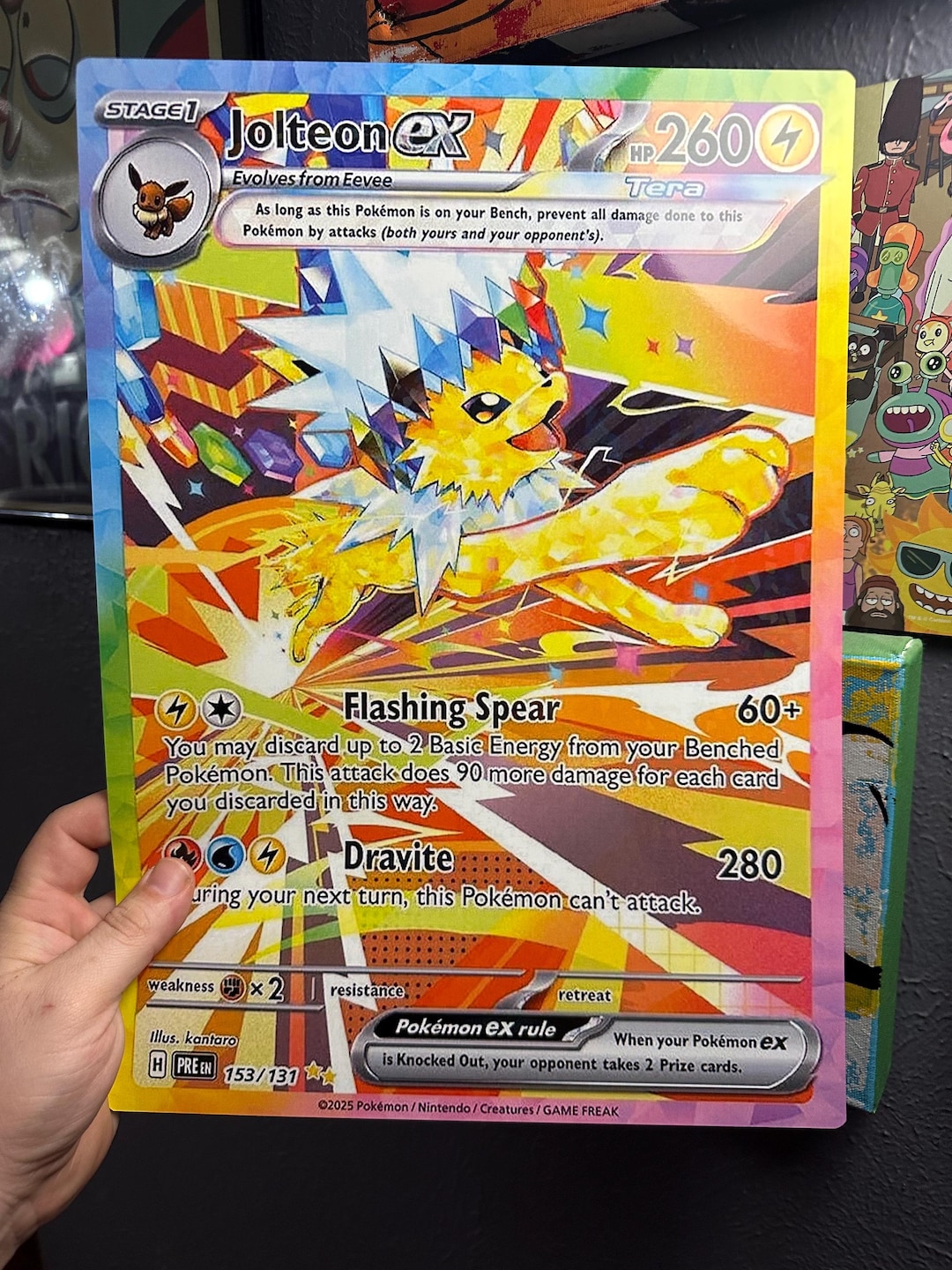 15.2" X 11" Custom Jumbo Pokemon Card Prismatic Evolutions Jolteon Ex ...