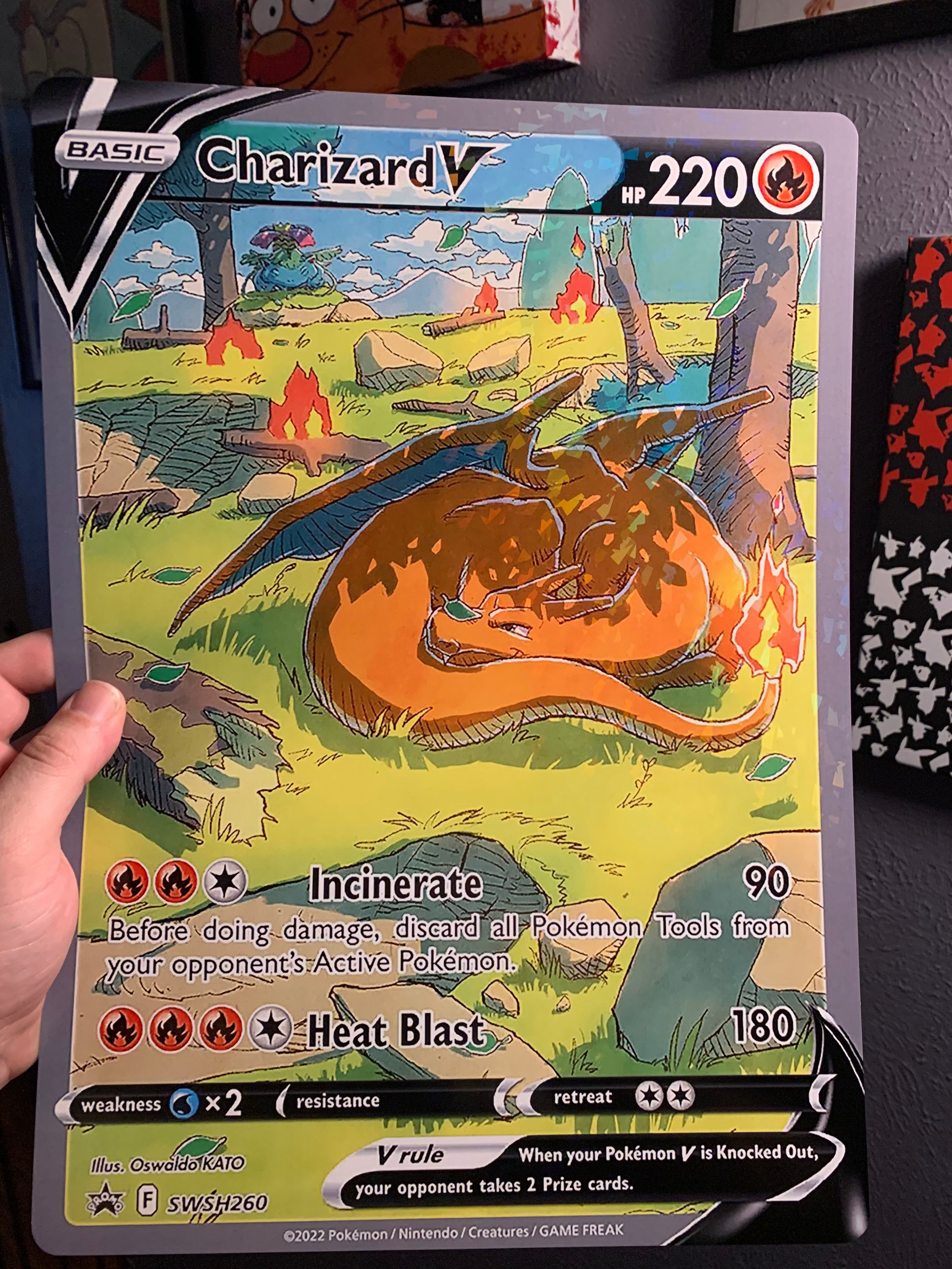 15.2" X 11" Custom Jumbo Pokemon Card Charizard V Swsh260 Alt Art HOLO ...