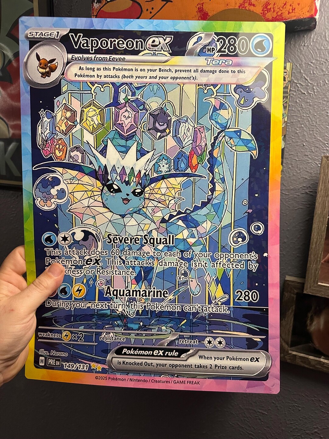 15.2" X 11" Custom Jumbo Pokemon Card Prismatic Evolutions Vaporeon Ex ...