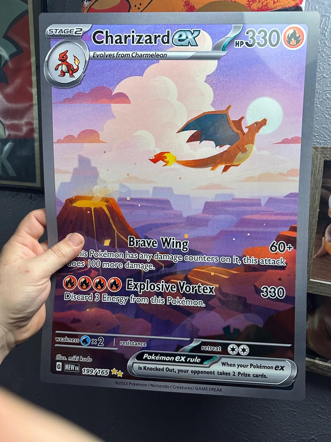 15.2" X 11" Custom Jumbo Pokemon Card 151 Collection Charizard Ex 199/ ...