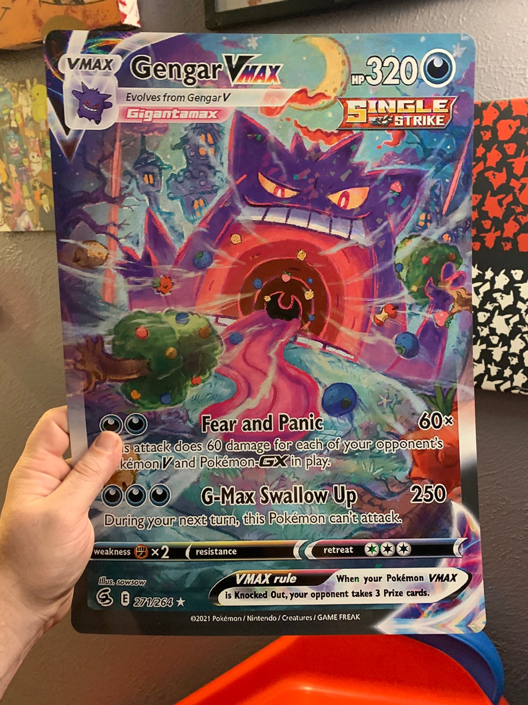 15.2" X 11" Custom Jumbo Pokemon Card Gengar Vmax 271/264 HOLO - Etsy