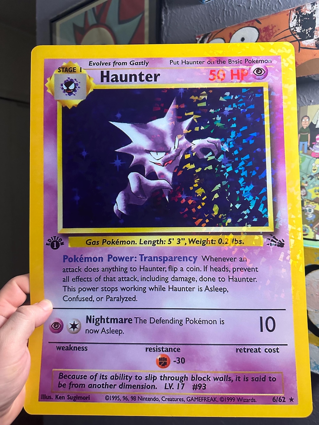 15.2" X 11" Custom Jumbo Pokemon Card 1st Edition Fossil Haunter 6/62 ...