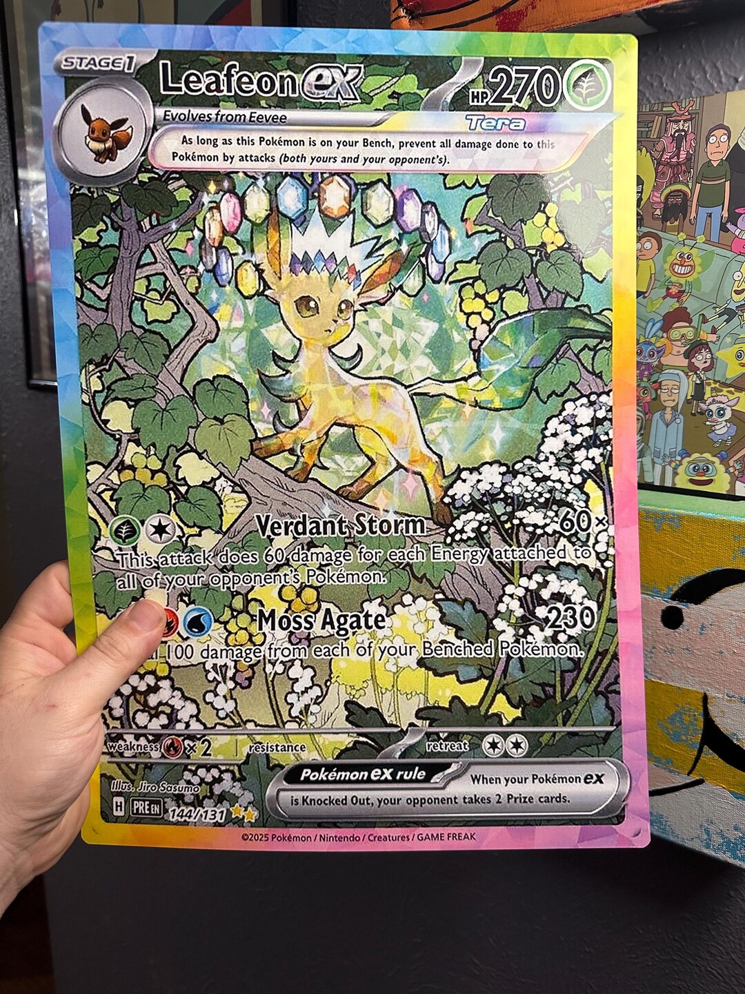 15.2" X 11" Custom Jumbo Pokemon Card Prismatic Evolutions Leafeon Ex ...