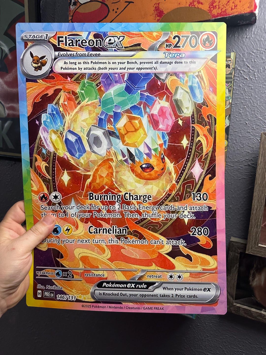 15.2" X 11" Custom Jumbo Pokemon Card Prismatic Evolutions Flareon Ex ...