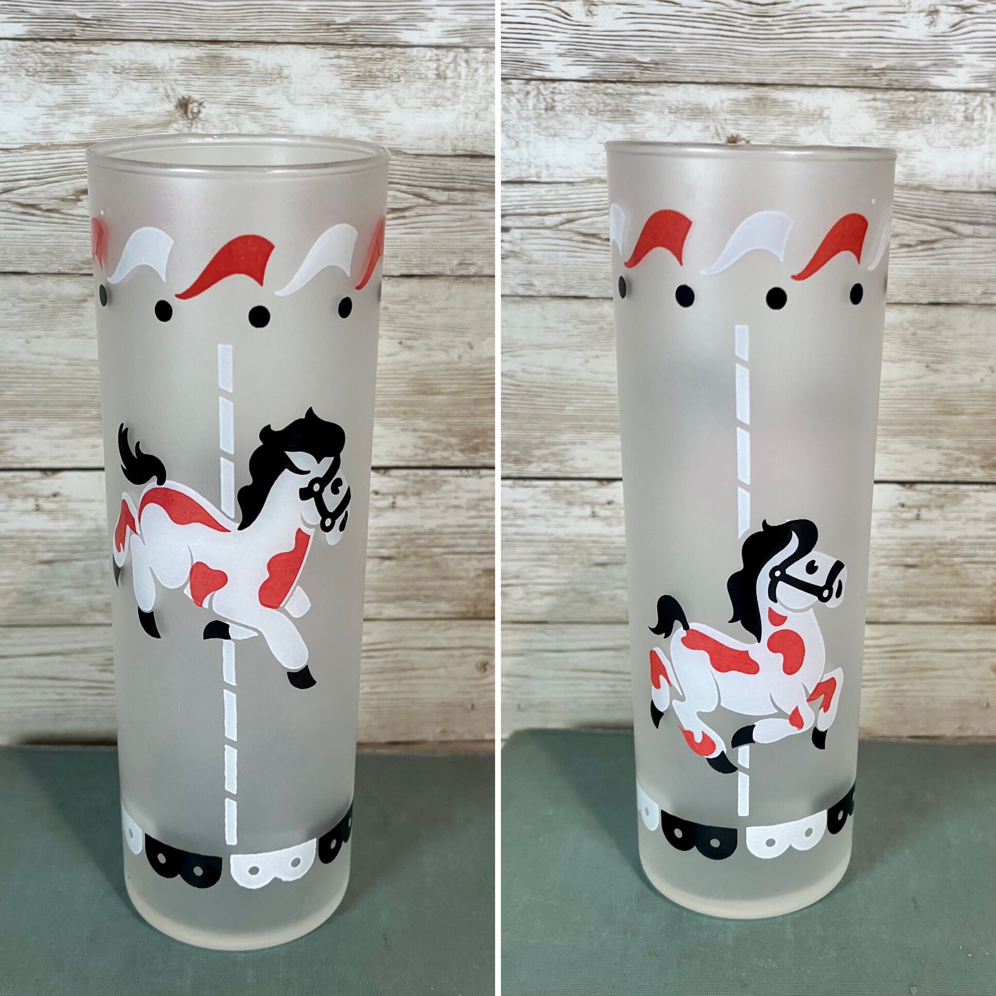 Vintage 1950s Libbey Carousel Glass | Libbey Frosted Merry Go Round ...