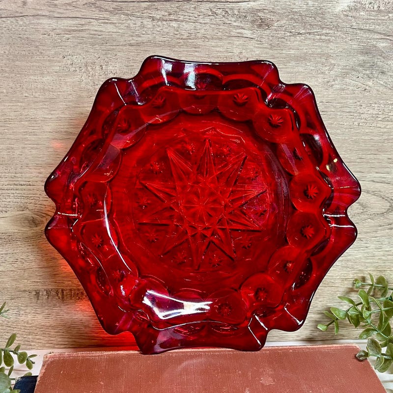 Red Glass Ashtray - Etsy