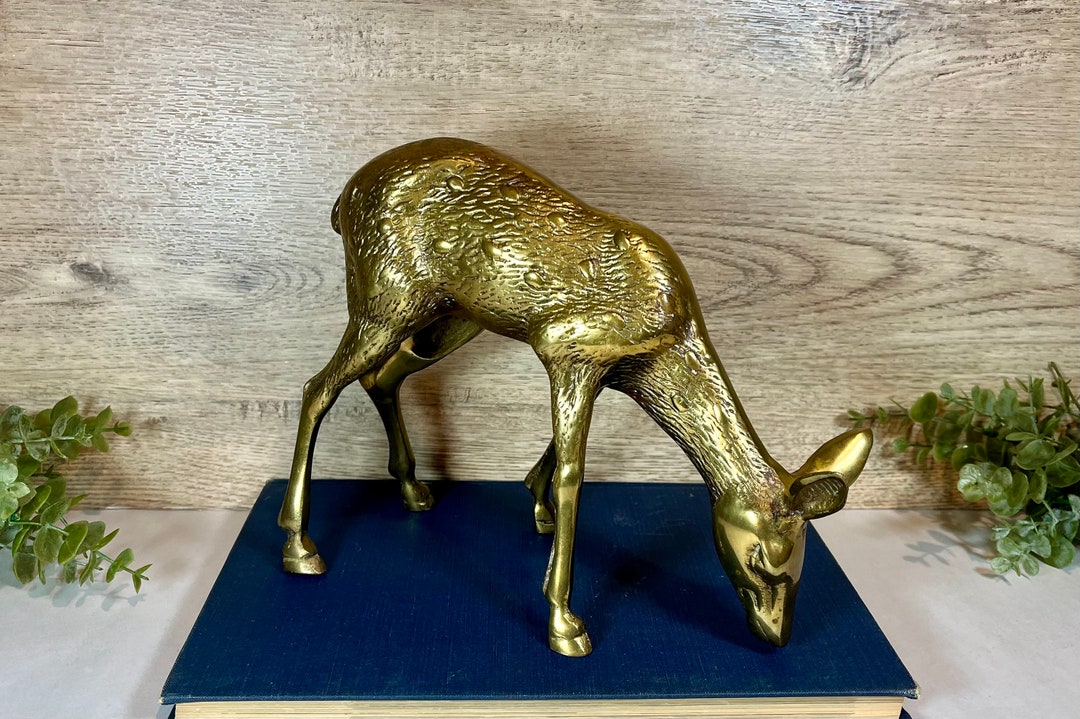 Large Brass Deer Statue Brass Deer Figure Gold Woodland Deer Statue - Etsy